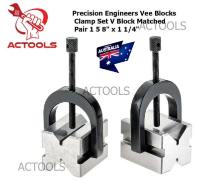 Precision Engineers All Steel V Blocks Clamp Set - Vee Block Matched ...