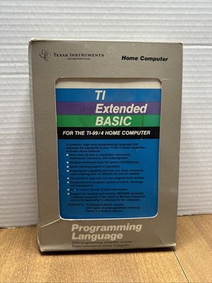 TI-99/4a 1980 Extended Basic Original Box W/ Manual & Reference Card ...