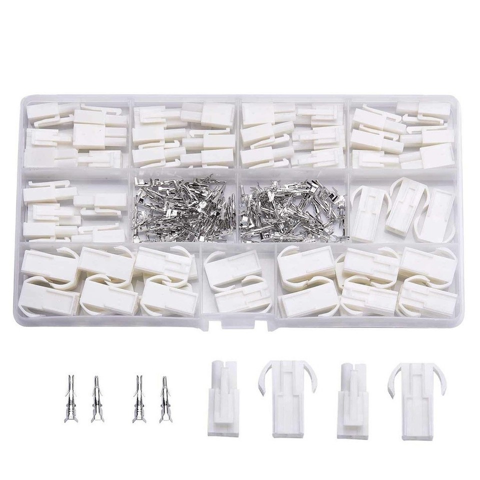 180PC 2P Wire Terminals Male Female Connectors for Car Electrical White ...