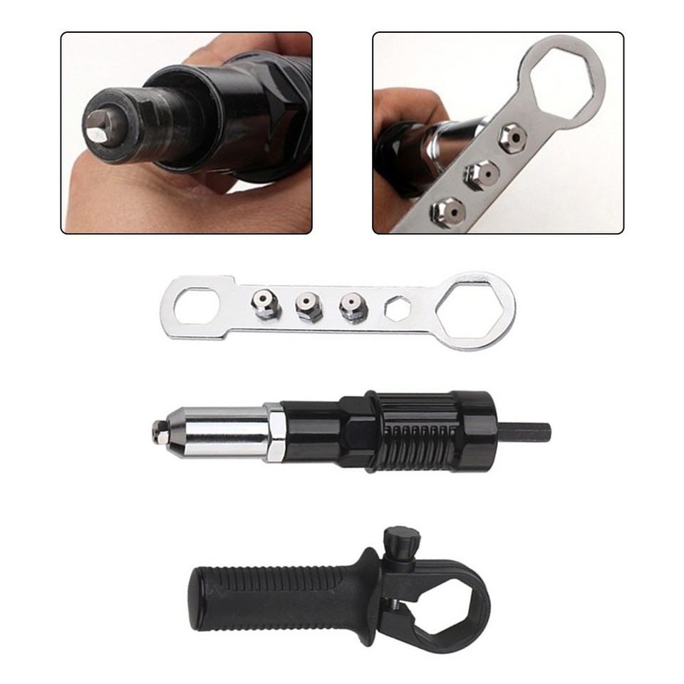 Car Riveting Adapter Kit 3PCS Power Drill Use Includes Wrench and ...