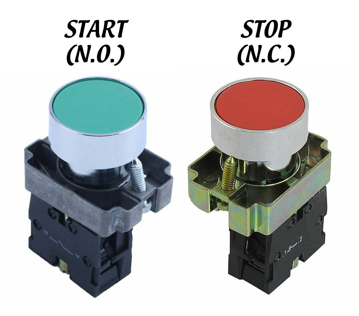 NEW 22mm Start / Stop Buttons – N.O. and N.C. – momentary button – red ...