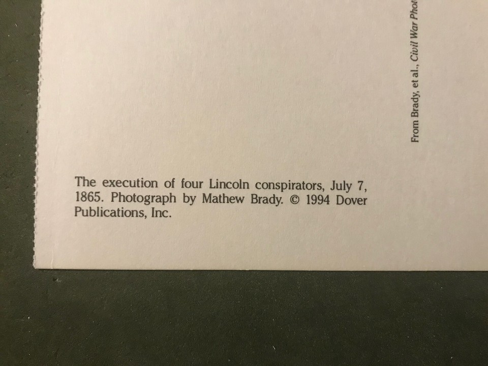 POSTCARD FROM CIVIL WAR PHOTO- EXECUTION OF 4 LINCOLN CONSPIRATORS JULY ...