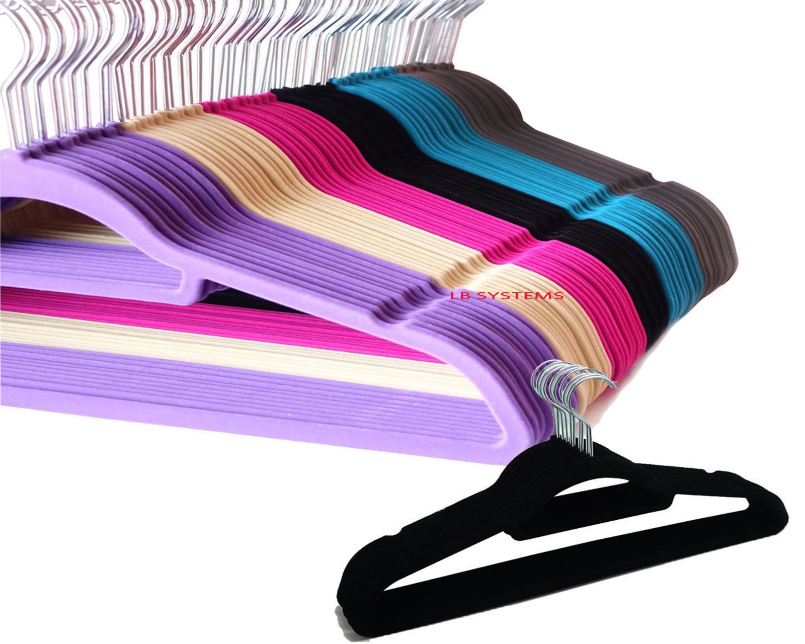 Coat Clothes Hangers Non Slip Velvet Flocked Curved Trousers Dresses ...