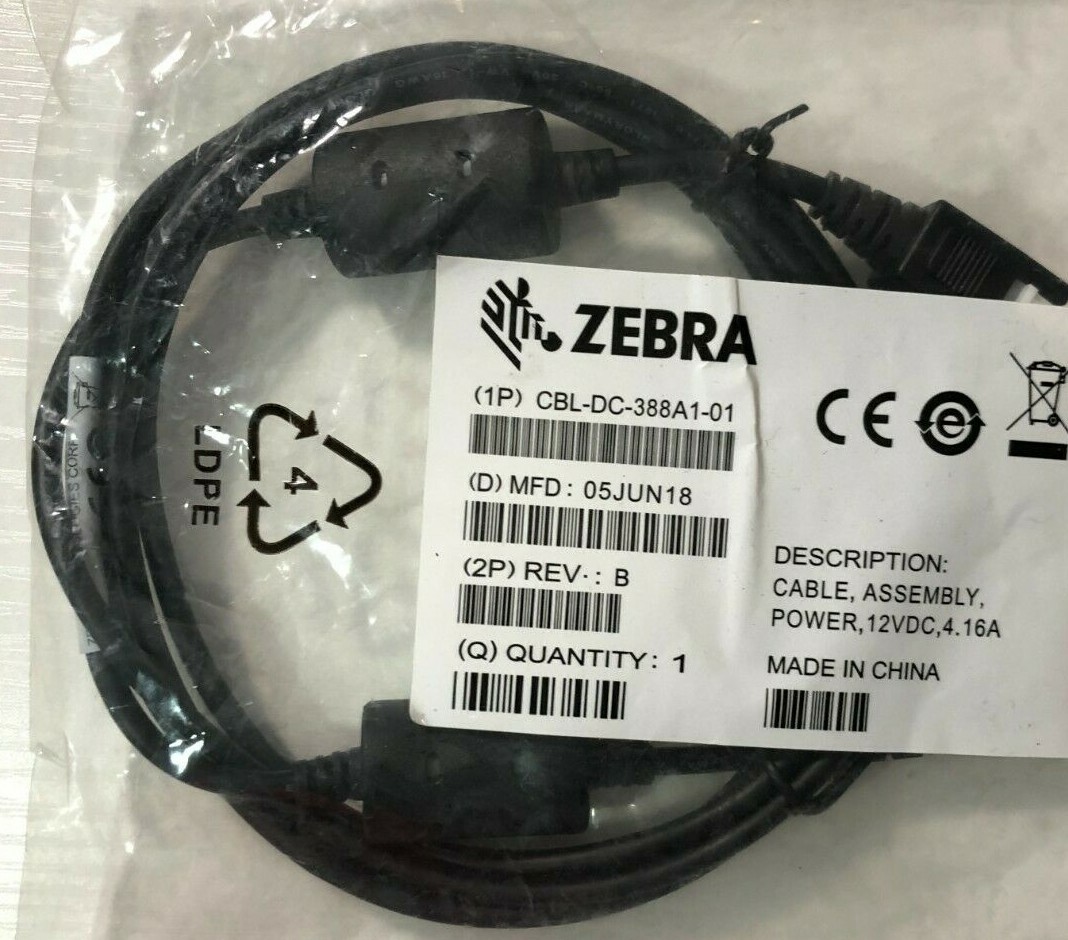 Zebra - Power Cable ASSEMBLY - 12VDC 4.16A - NEW | eBay