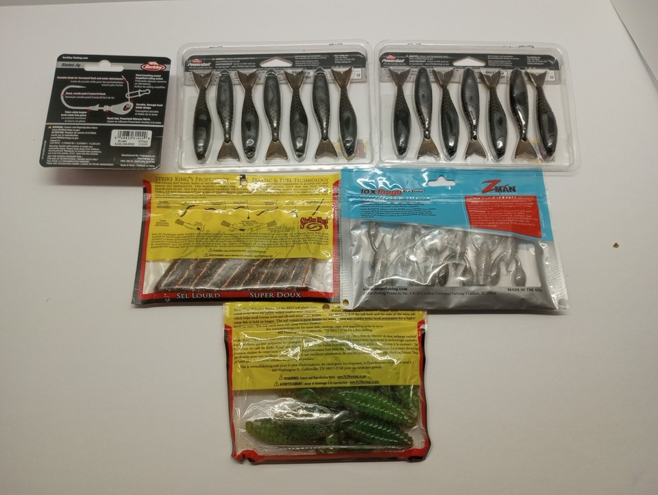 Bass Fishing Lot Strike King KVD Berkeley Power Bait Soft Plastics ...