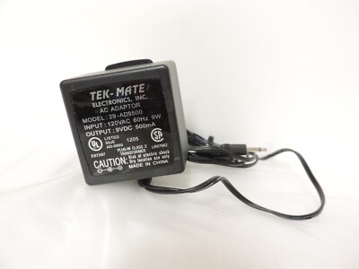 Tek-Mate Electronics AC Power Adapter 29-AD9500 Genuine OEM 9VDC 500mA ...