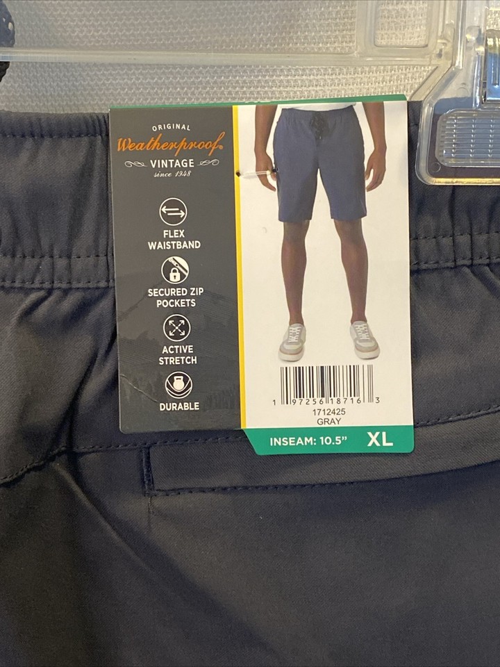 Weatherproof Vintage Men's Performance Weather-Flex Tech Shorts, Gray ...
