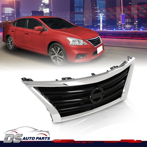Grille Fit For 2013-2015 Nissan Sentra Chrome Shell W/ Black Insert ...