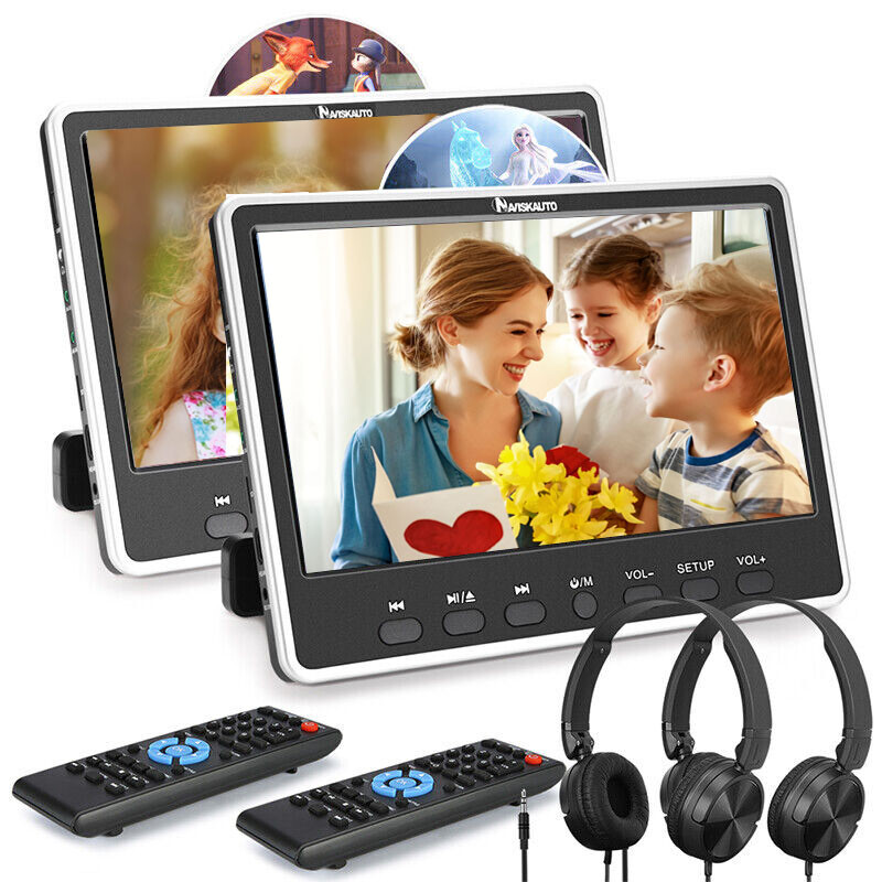 2 X 12" Screen Car DVD Player Headrest Monitor TV Full HD HDMI USB SD ...