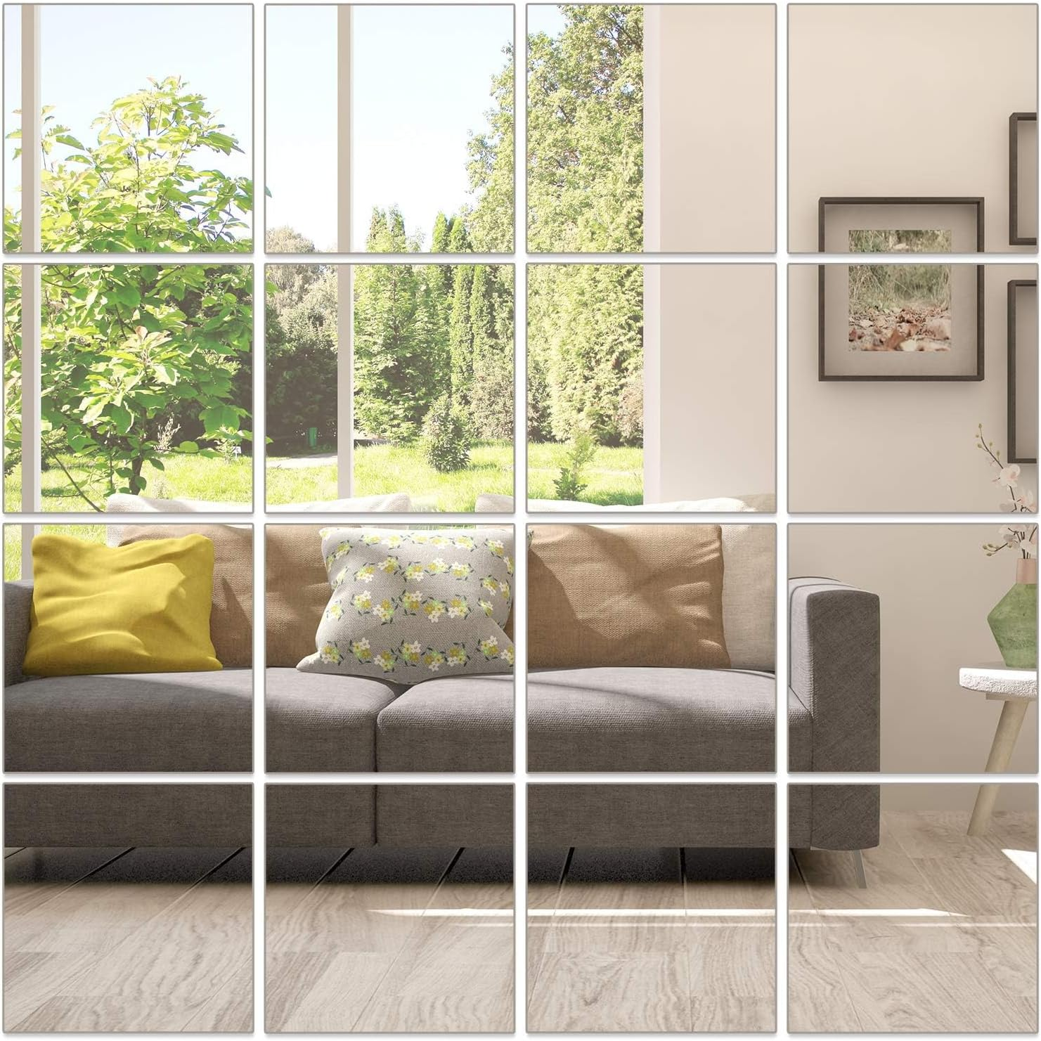 16 Sheets Flexible Mirror Sheets Self Adhesive Mirror Wall Stickers ...