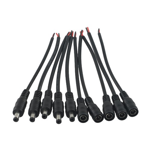 5 Pairs DC Power Cord 5.5*2.1mm LED Male And Female Cable Connector ...