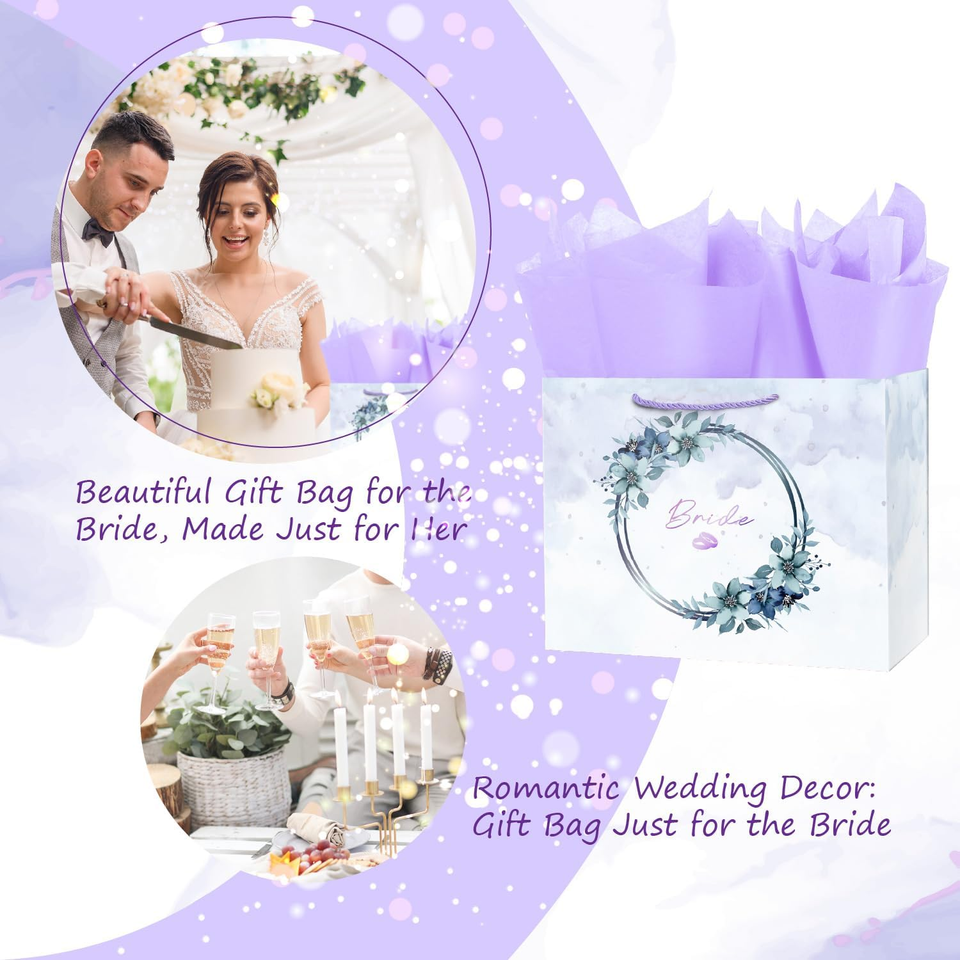 Wedding Gift Bag with Wrapping Tissue for Men Women 12.6" Bride ...