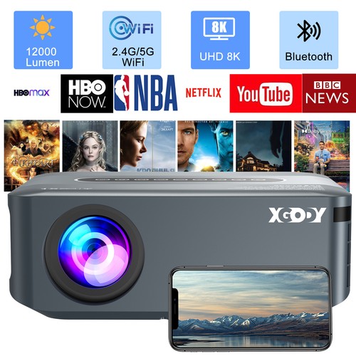XGODY Projector 8K Bluetooth 5G WIFI USB Outdoor Home Theater Movie ...