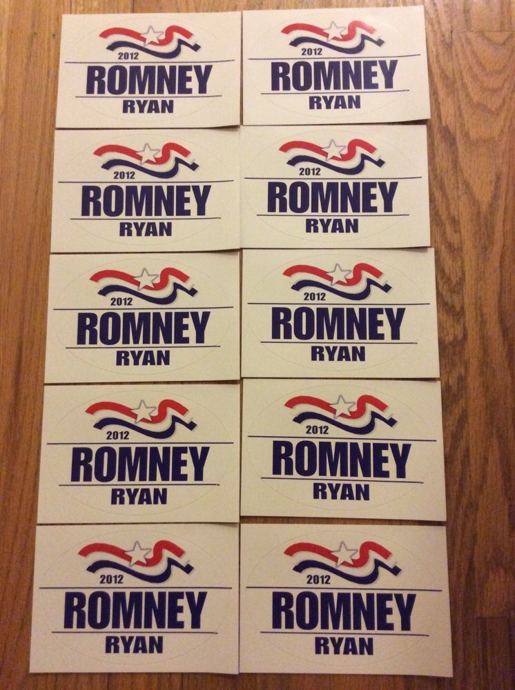 10 Original Governor Mitt Romney For President & Paul Ryan Oval 6 inch ...