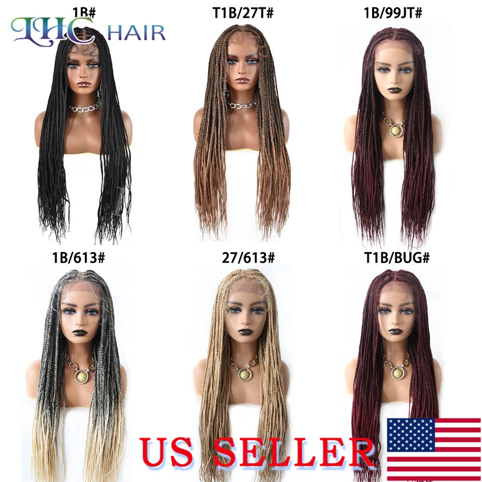 Swiss Lace Front Afro Box Braided Wig For Black Women Synthetic ...