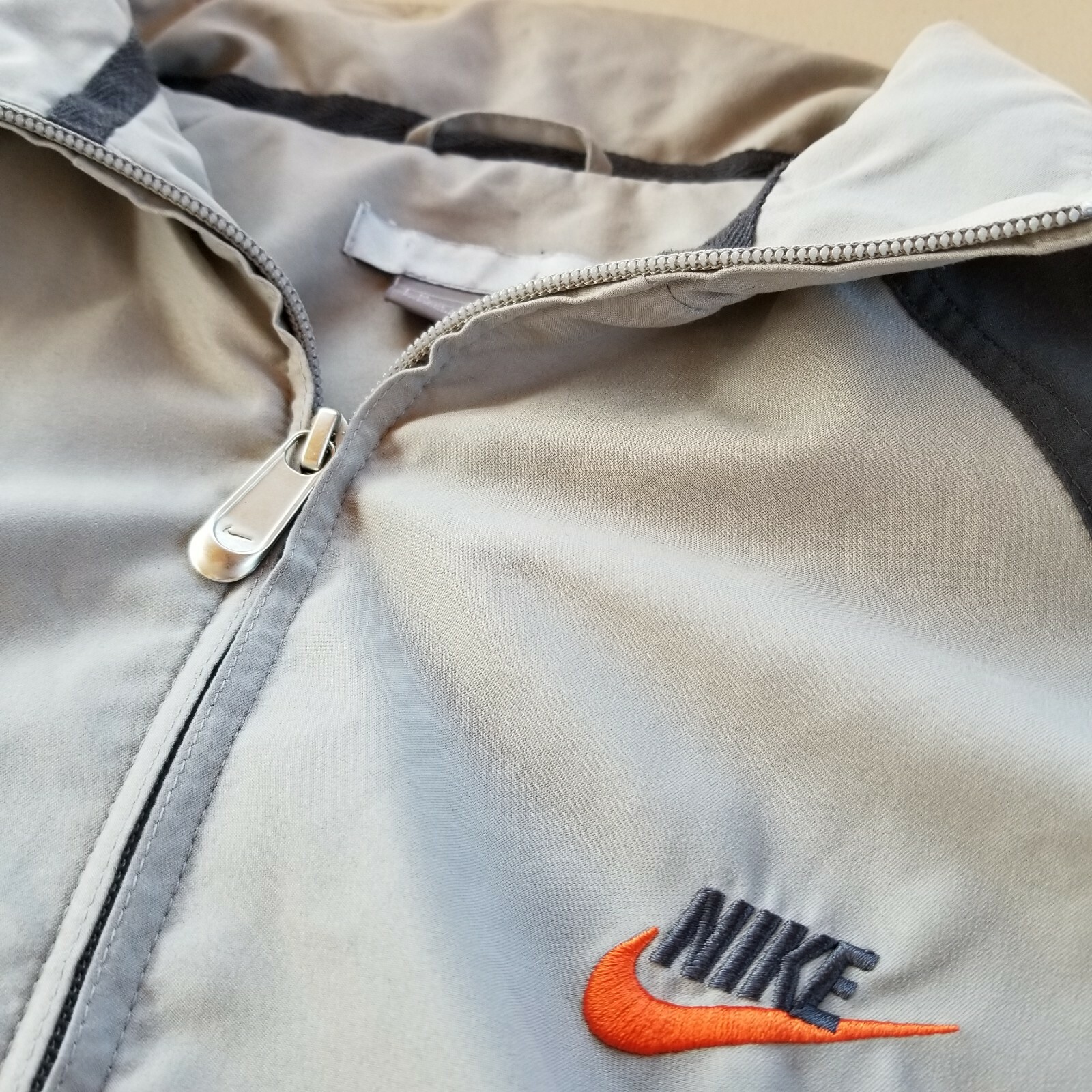 Nike Full Zip Track Jacket Mens Medium Mesh Lined Waist Drawstring Gray ...