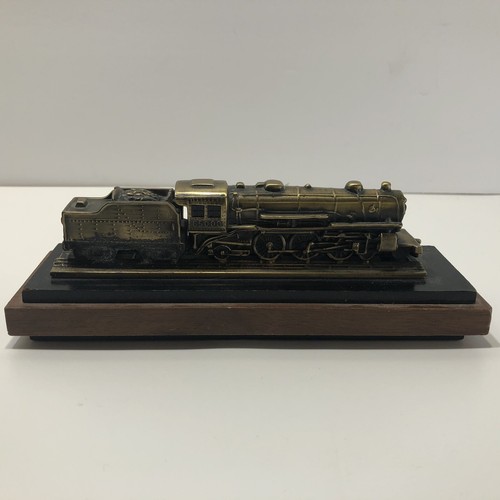 Vintage Collectible Train Metal Brass Locomotive Wooden Base RARE 7” | eBay