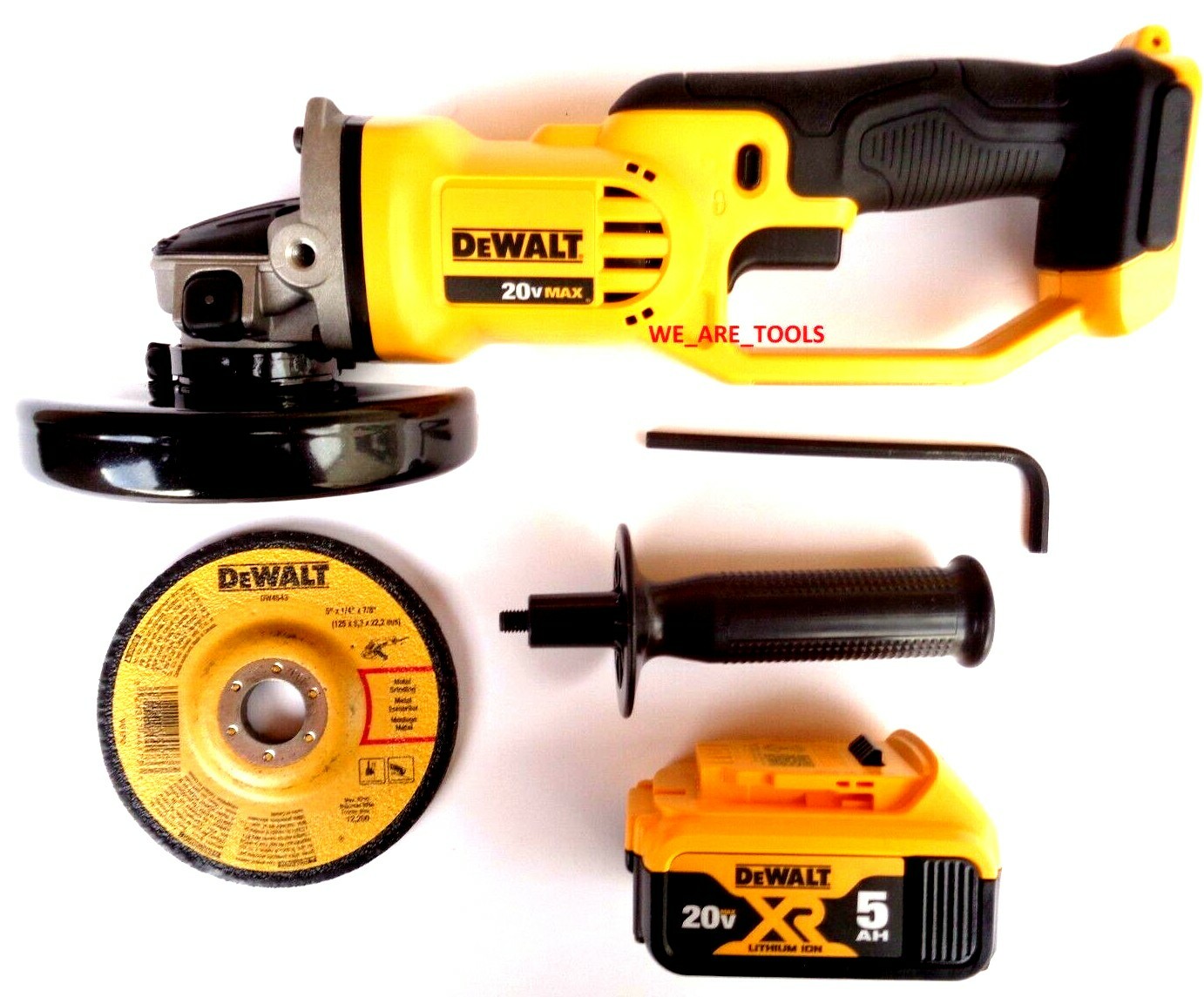 Dewalt DCG412 20V Cordless Grinder, (1) DCB205 5.0 AH Battery 4 1/2" 20 ...