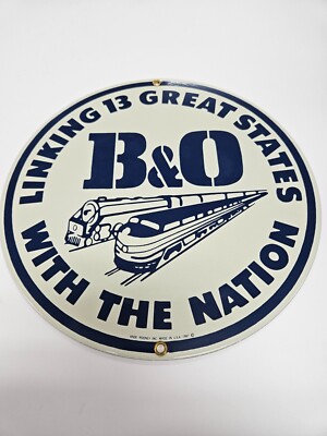 Vintage Porcelain Model Railroad (Reproduction) Sign - Ande Rooney B&O ...