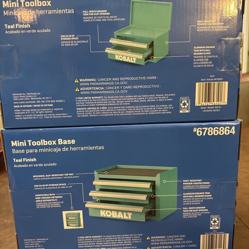 Kobalt Mini Toolbox 2 & 3-Drawer Top And Base Teal Steel Tool Box NIB ...