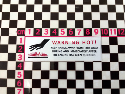 Period Hot Exhaust Warning Sticker - Classic Car Kit Rally Racer ...