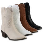 Damen Cowboy Boots Stiefeletten Stickereien Holzoptikabsatz 839934 ...