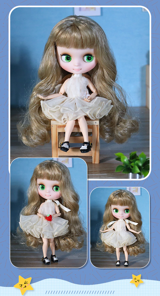 8" Blythe Doll Middie with Dress Shoes Color Eyes Long Hair Fashion BJD ...