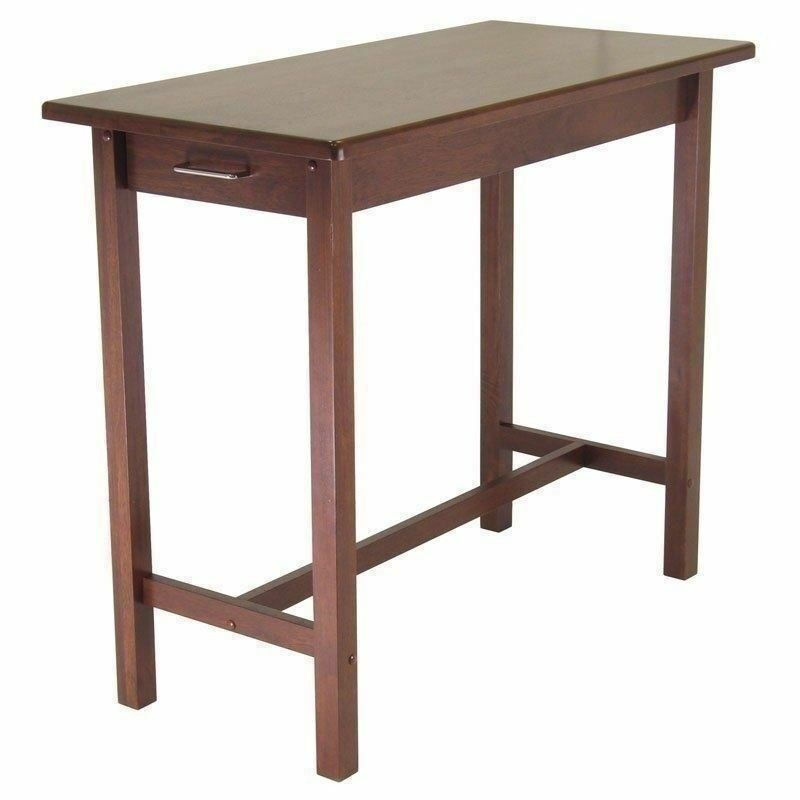 Walnut Finish Solid Wood Kitchen Prep Table Island 2 Drawers Counter ...