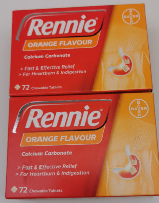 Rennie Orange Flavour 144 Tablets Chewable Heartburn Indigestion Relief ...