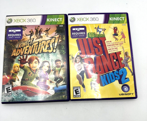 Lot of 2 XBOX 360 Kinect games Kinect Adventures! & Just Dance Kids 2 ...
