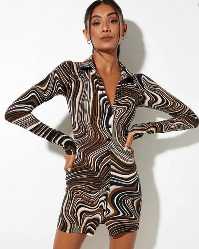 MOTEL ROCKS Avaya Dress in 70s Ripple (MR42) | eBay UK