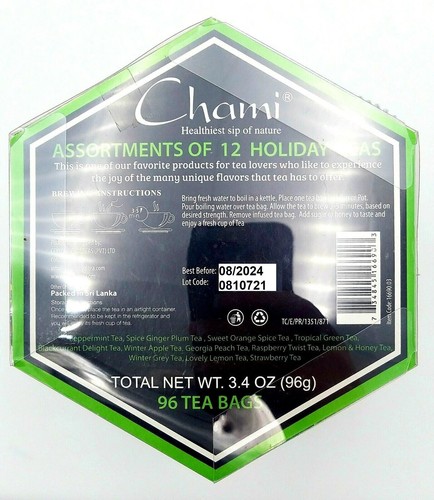 Chami 12 Flavor 96 Tea Bag Sachet Assortment Winter Holiday Tea Gift ...