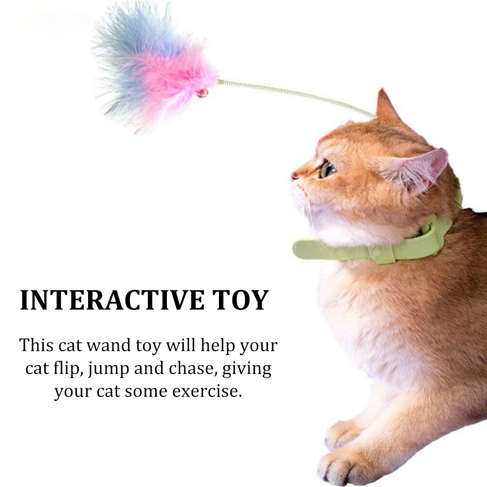 4pcs/set Gift Playing Feather Bell Adjustable Collar Cat Teaser Home ...