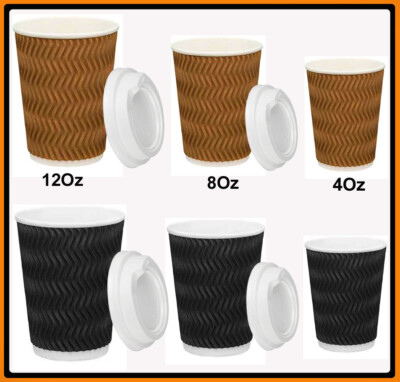 Disposable Coffee Cups Takeaway Paper Ripple Wall insulated Cup Bulk AU ...