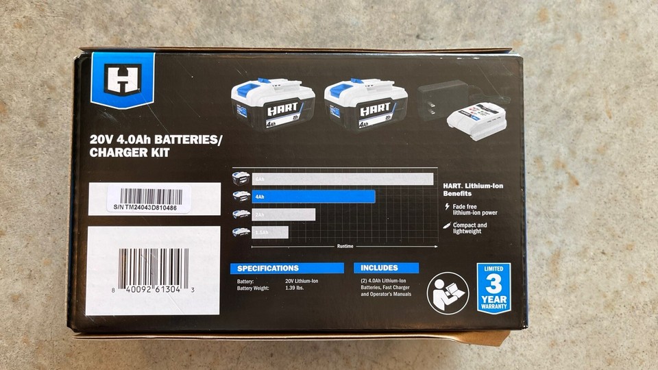 NEW HART 20-Volt Cordless Impact Driver HART 20V + (2) 4Ah Battery ...