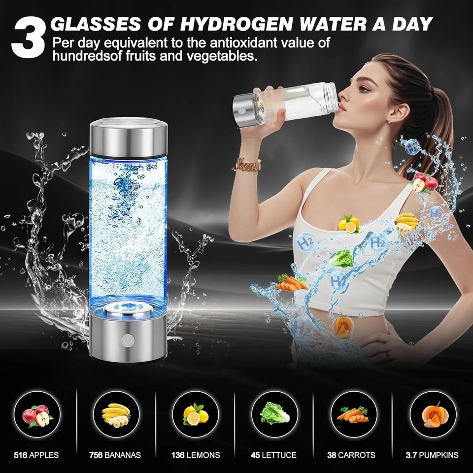 Hydrogen Water Bottle, Hydrogen-Rich Water Generator Bottles -Upgraded ...