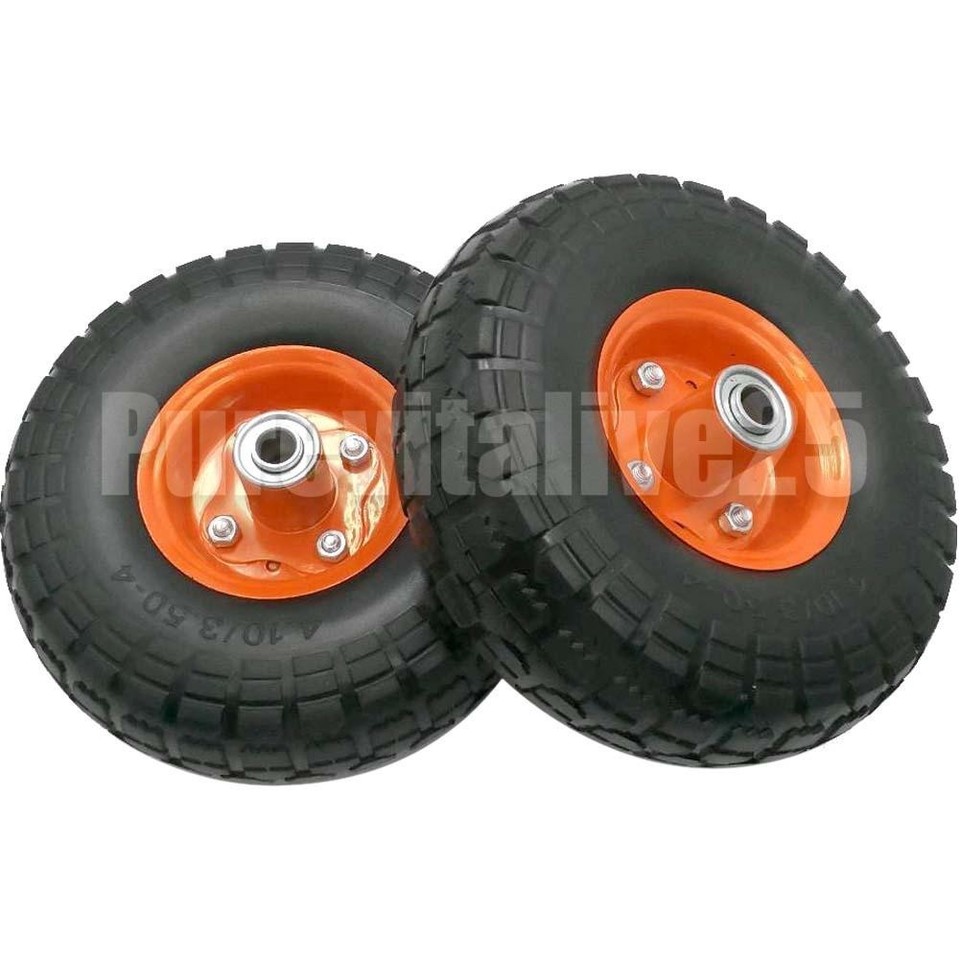 2X Hand Trolley Wheel Puncture Proof 3.50-4 Solid Jockey Wheels Tyre ...