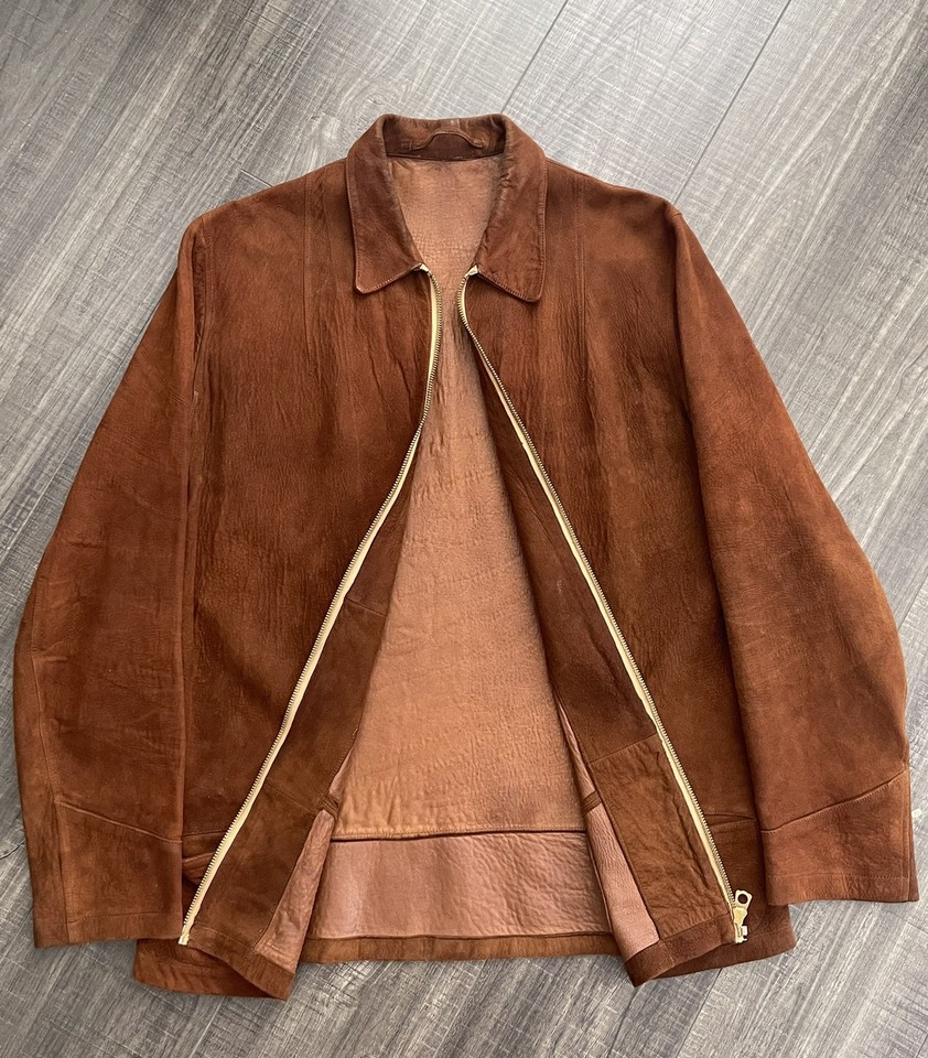 Vintage *RARE* 1930s Suede Leather Lightning Kynoch Zipp Light Jacket ...