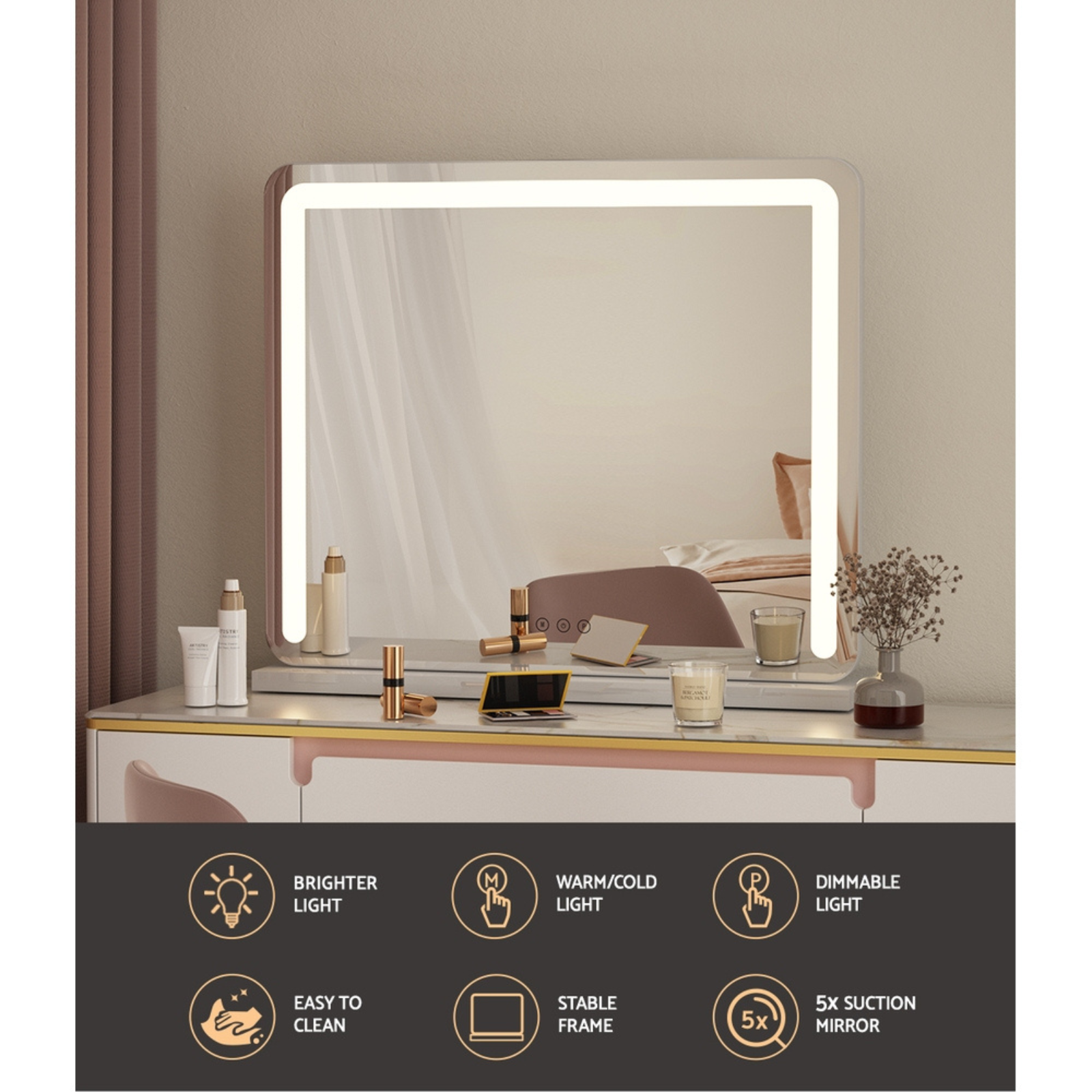 Embellir Makeup Mirror w/ Light Hollywood Vanity LED Mirrors White ...