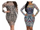Women Mesh Print Sexy Bodycon Party Night Club Bandage Mini Dress | eBay