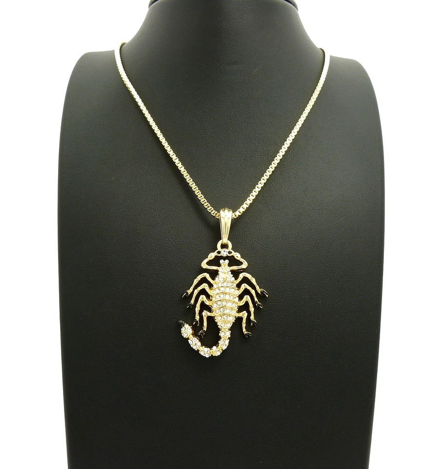 NEW SCORPION PENDANT & 24" BOX/CUBAN/ROPE CHAIN HIP HOP NECKLACE ...