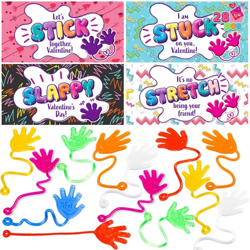 JOYIN 28 Packs Valentines Day Sticky Hands with Card Headers for Kids ...