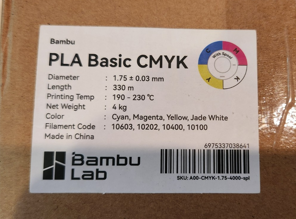 BAMBU LAB PLA BASIC CMYK FILAMENT 4 COLORS NEW SEAL CASE | eBay