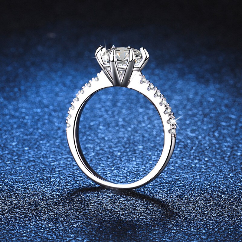 1-2ct D Color Moissanite Women Ring Tiger Prong 925 Sterling Silver ...
