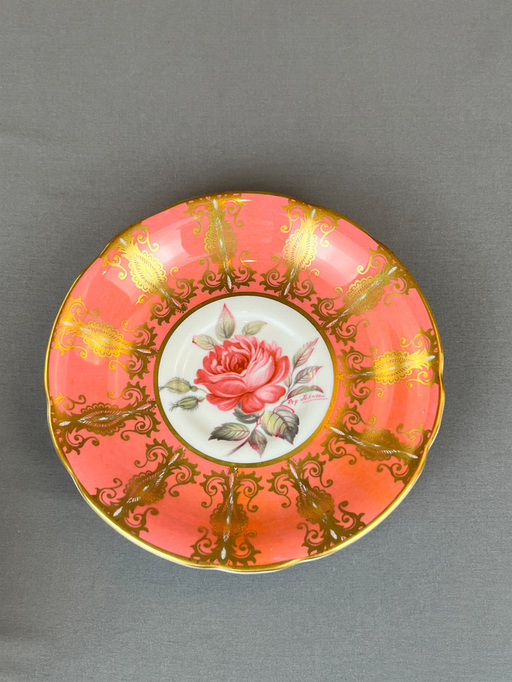 Paragon PINK & GOLD CABBAGE ROSE Footed Cup and Saucer Set by Reg ...