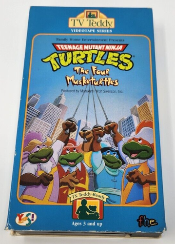 Teenage Mutant Ninja Turtles TMNT Four Musketurtles TV Teddy VHS 1993 ...