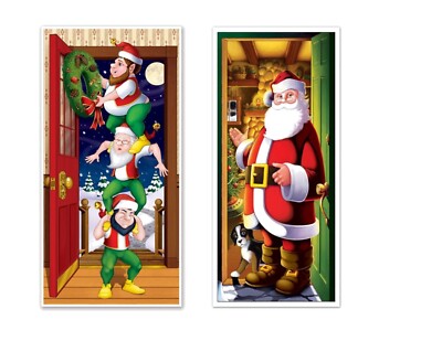 Santa Claus & Elf 30'' X 5' Door Covers Party Decorations Elves ...