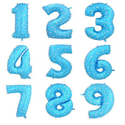 45cm Blue Star Number Foil Balloon Birthday Wedding Party New Years ...