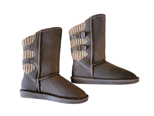 BearPaw Boshie Brown Suede Leather Snow Winter Boots Shoes Size 7 | eBay