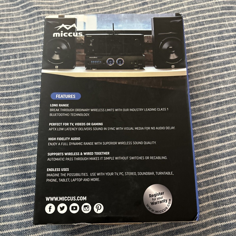 Miccus Home RTX 2.0 Bluetooth Extender Long Range Wireless Audio ...